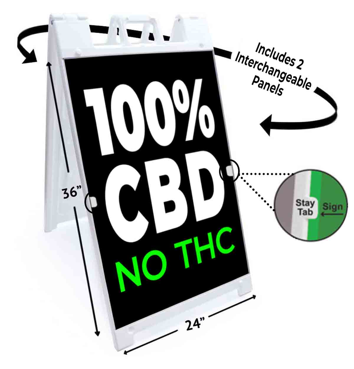 100 PERCENT CBD NO THC Signicade 24x36 Aframe Sidewalk Sign Banner ...