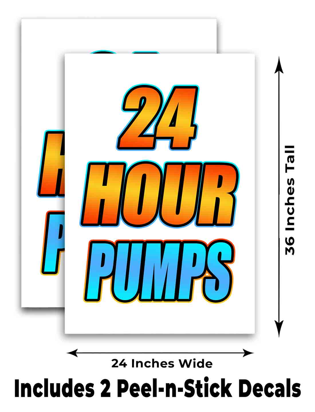 24 HOUR PUMPS Signicade 24x36 Aframe Sidewalk Sign Banner Decal ...