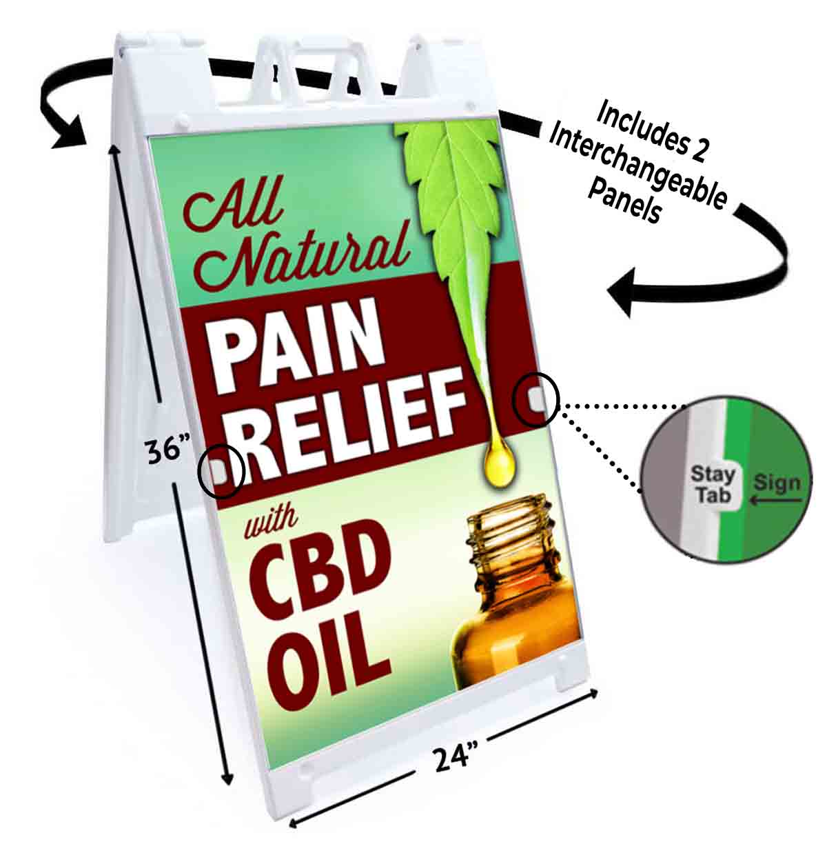 ALL NATURAL PAIN RELIEF CBD Signicade 24x36 Aframe Sidewalk Sign Banner ...