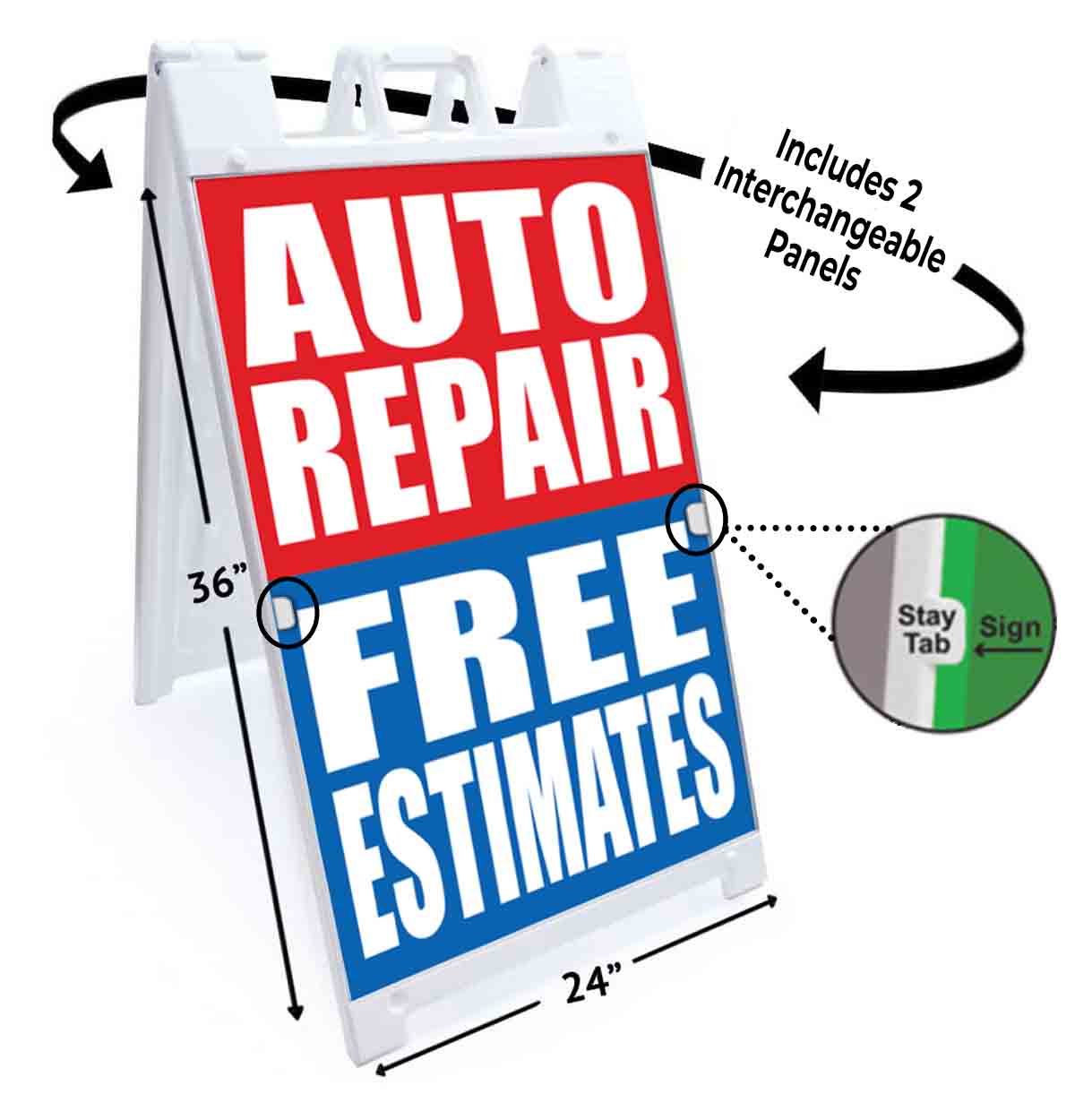 AUTO REPAIR FREE ESTIMATES Signicade 24x36 Aframe Sidewalk Sign Banner ...