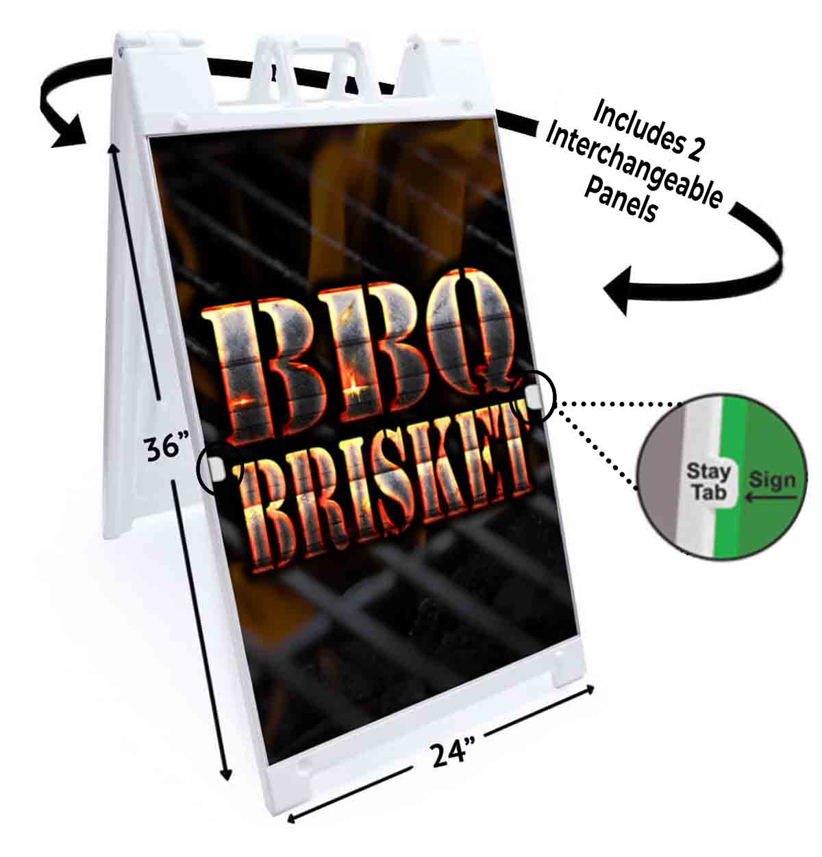 BBQ BRISKET Signicade 24x36 Aframe Sidewalk Sign Banner Decal BARBEQUE ...