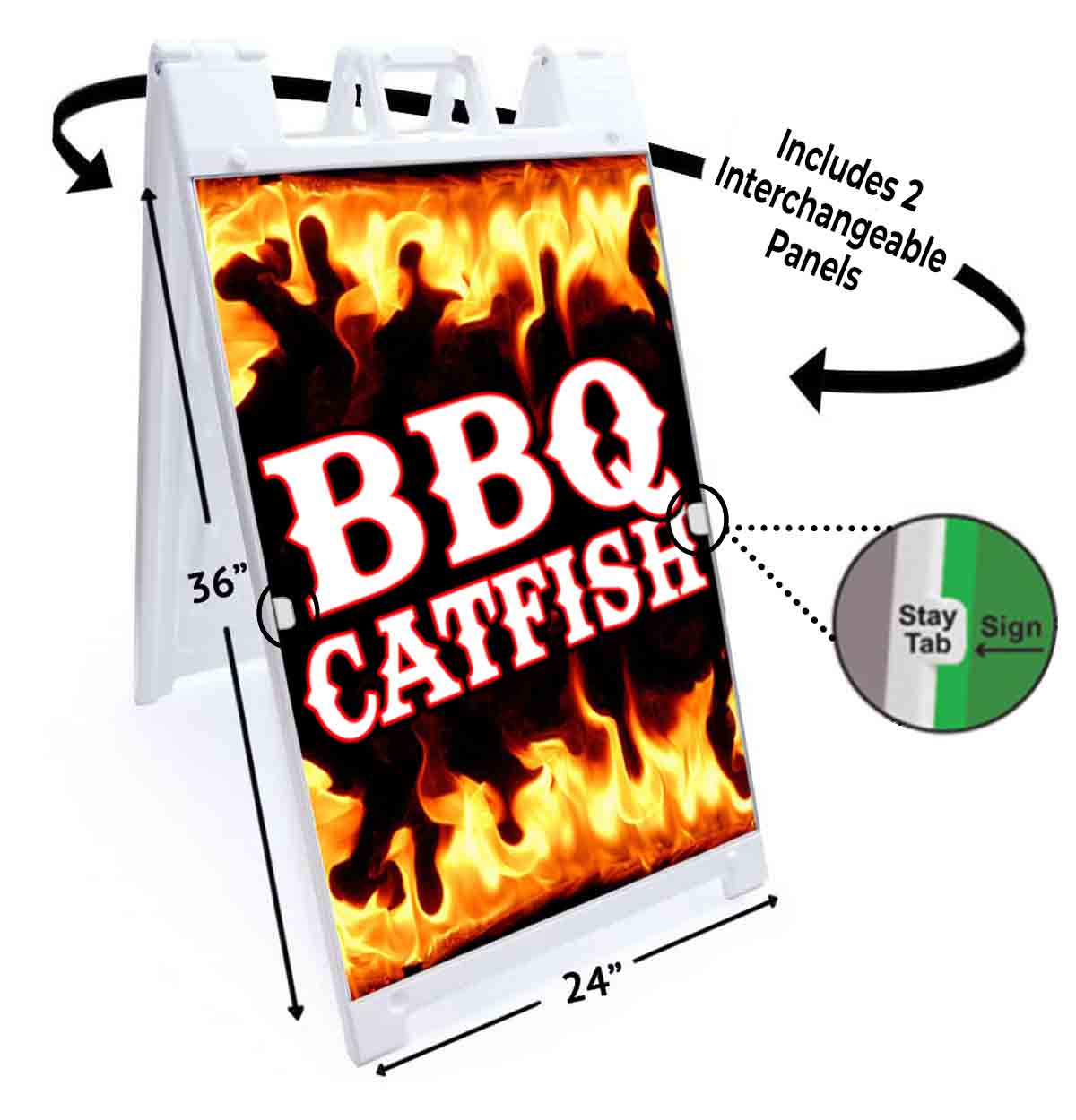 BBQ CATFISH Signicade 24x36 Aframe Sidewalk Sign Banner Decal BARBEQUE ...