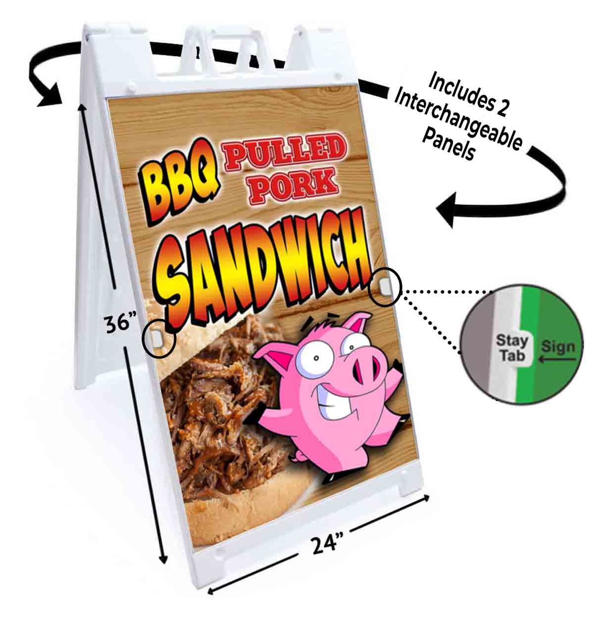PULLED PORK SANDWICH Signicade 24x36 Aframe Sidewalk Decal Sign Banner ...