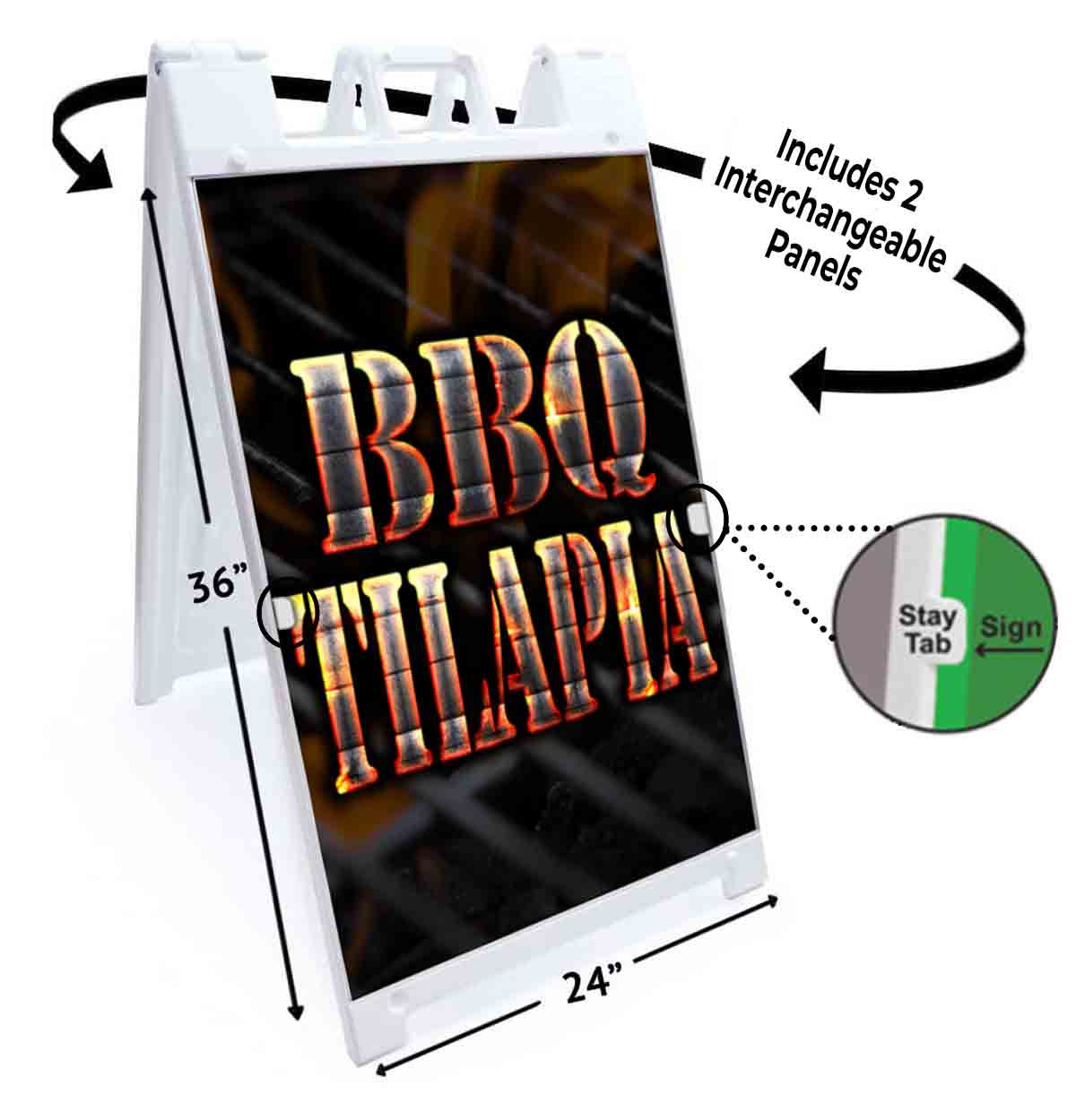 BBQ TILAPIA Signicade 24x36 Aframe Sidewalk Sign Banner Decal BARBEQUE ...