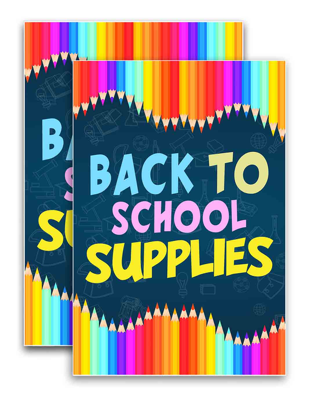 Back to School Supplies (24" X 36") Vinyl Decal Only (Pack of 2) |Sign ...