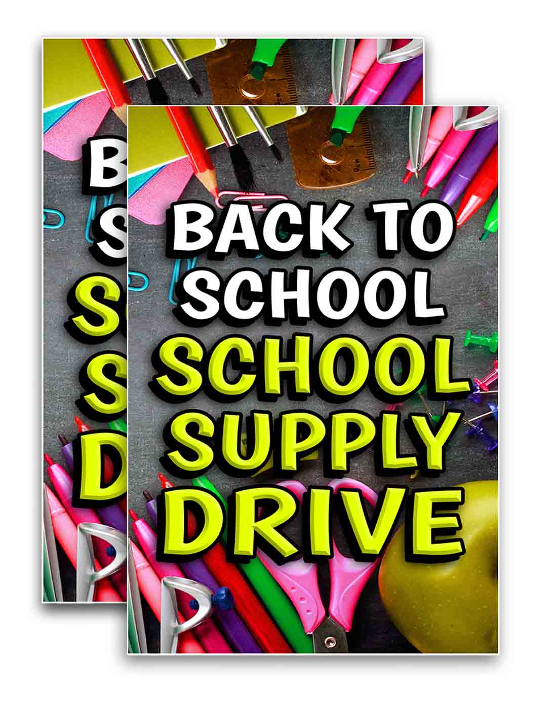 Back to School Supply Drive (24" X 36") Vinyl Decal Only (Pack of 2 ...