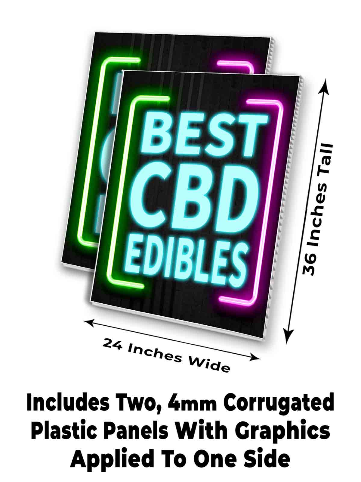 BEST CBD EDIBLES Signicade 24x36 Aframe Sidewalk Sign Banner Decal NEON ...