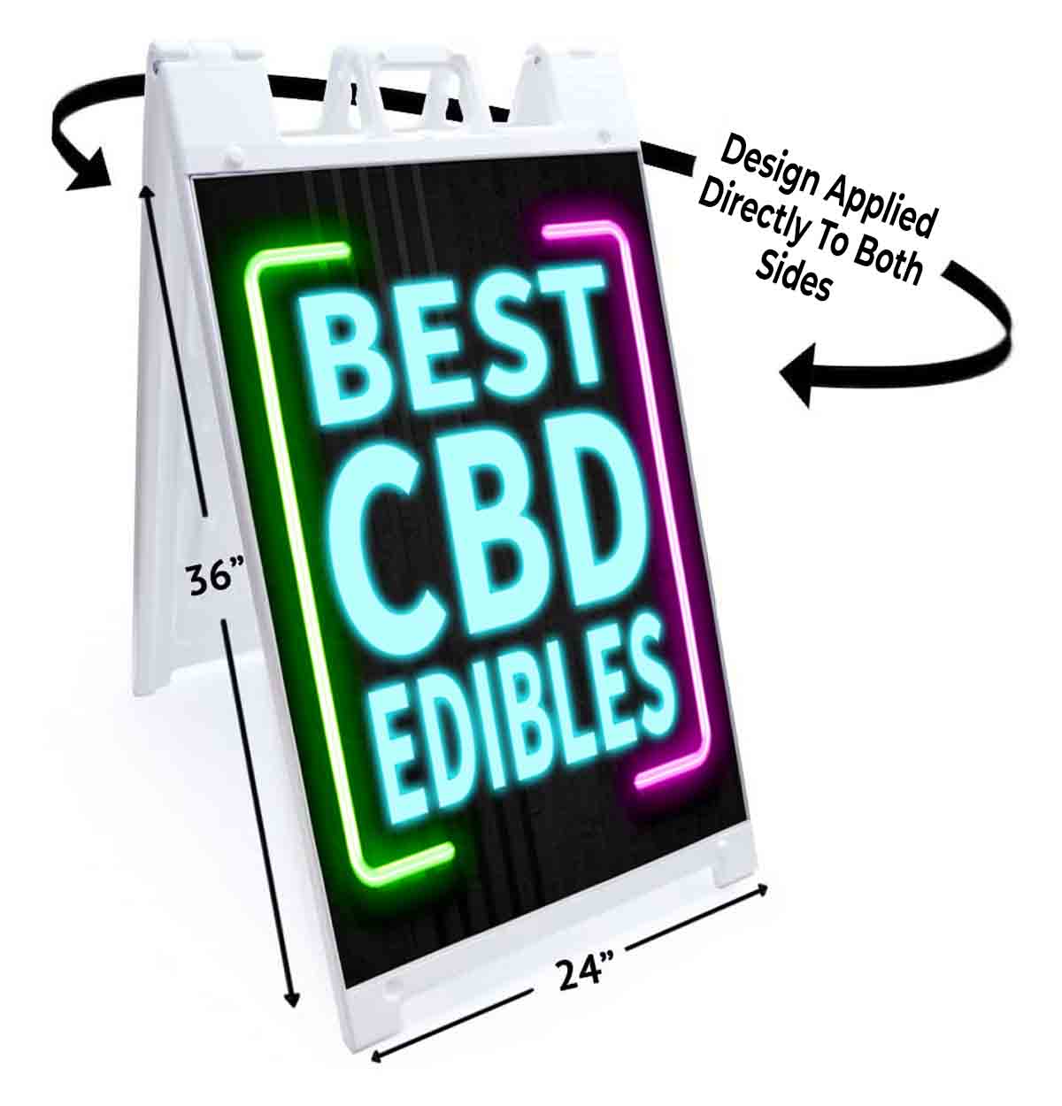 BEST CBD EDIBLES Signicade 24x36 Aframe Sidewalk Sign Banner Decal NEON ...