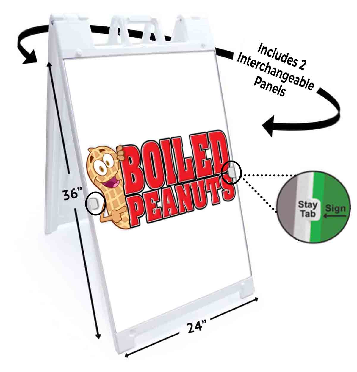 BOILED PEANUTS Signicade 24x36 Aframe Sidewalk Sign Banner Decal FOOD ...