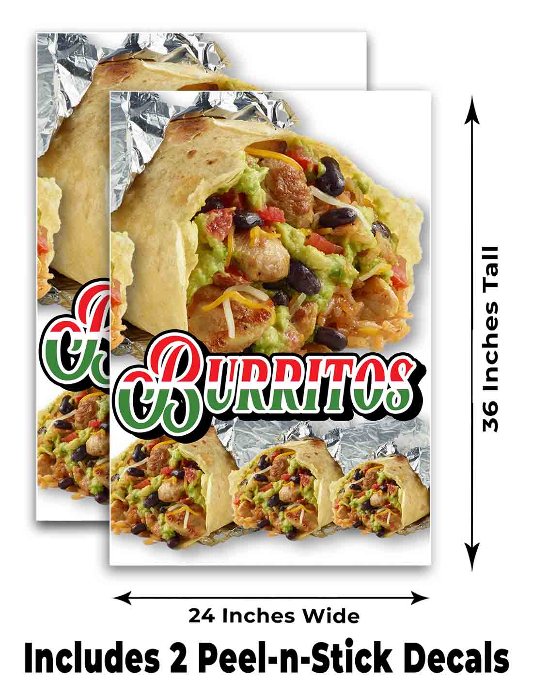 BURRITOS Signicade 24x36 Aframe Sidewalk Sign Banner Decal MEXICAN TEX ...