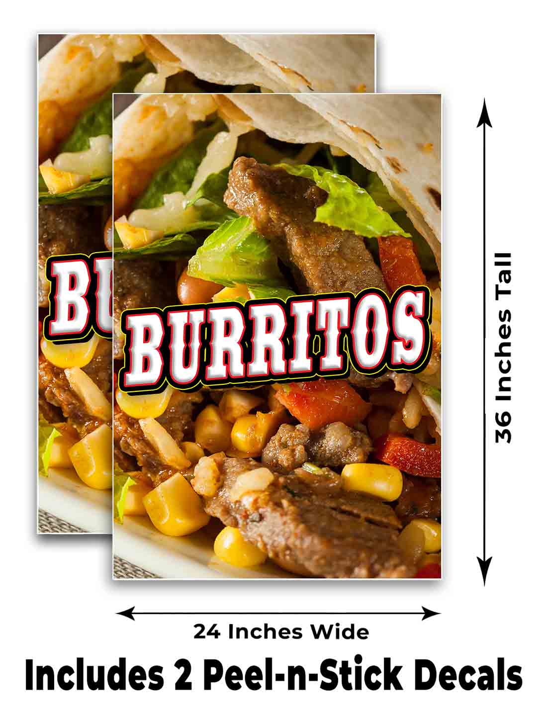BURRITOS Signicade 24x36 Aframe Sidewalk Sign Banner Decal FOOD MEXICAN ...