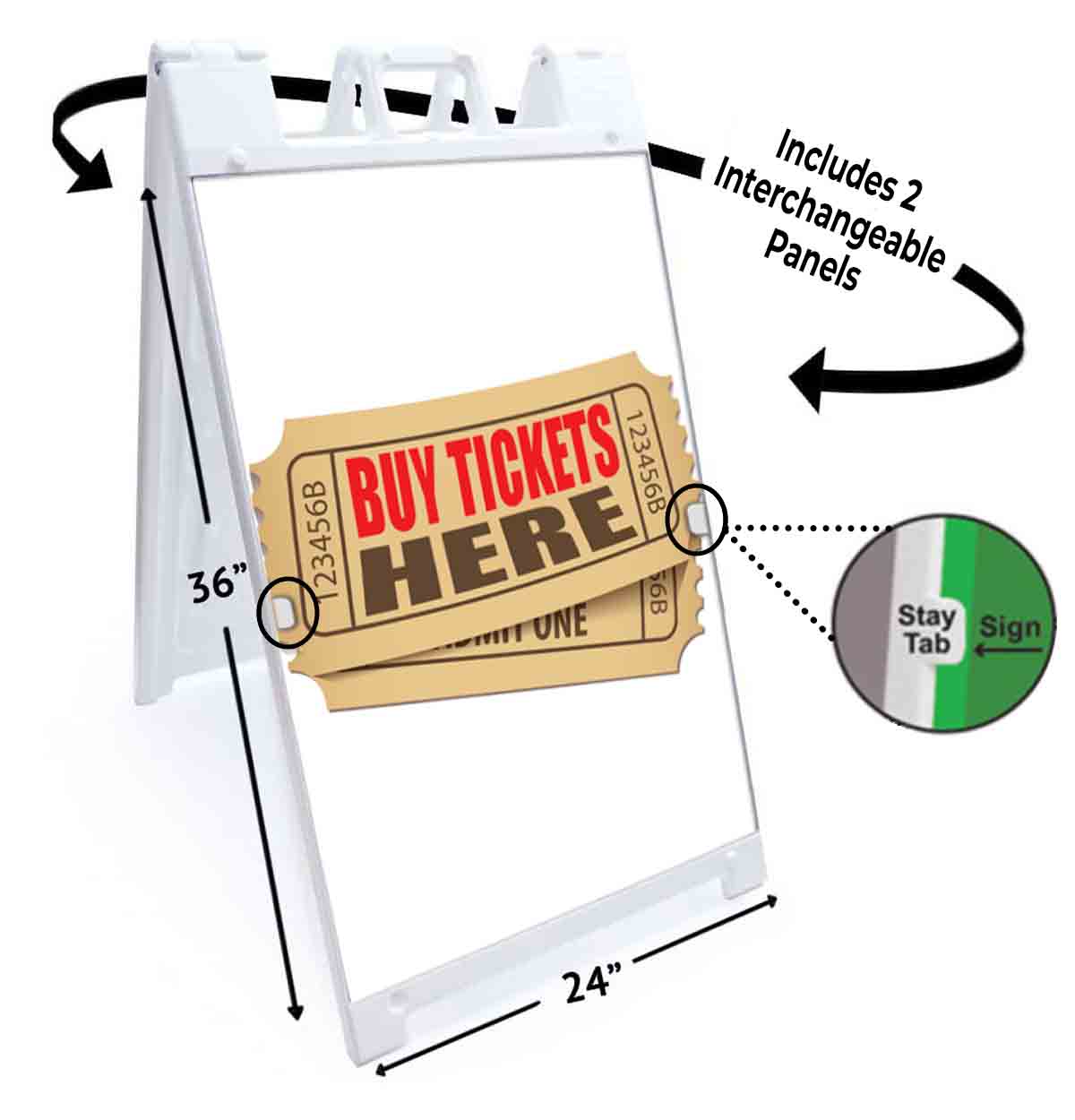 BUY TICKETS HERE Signicade 24x36 Aframe Sidewalk Sign Banner Decal SALE ...