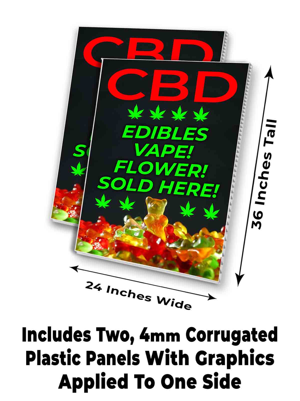 CBD EDIBLES CBD VAPE Signicade 24x36 Aframe Sidewalk Decal Sign Banner ...