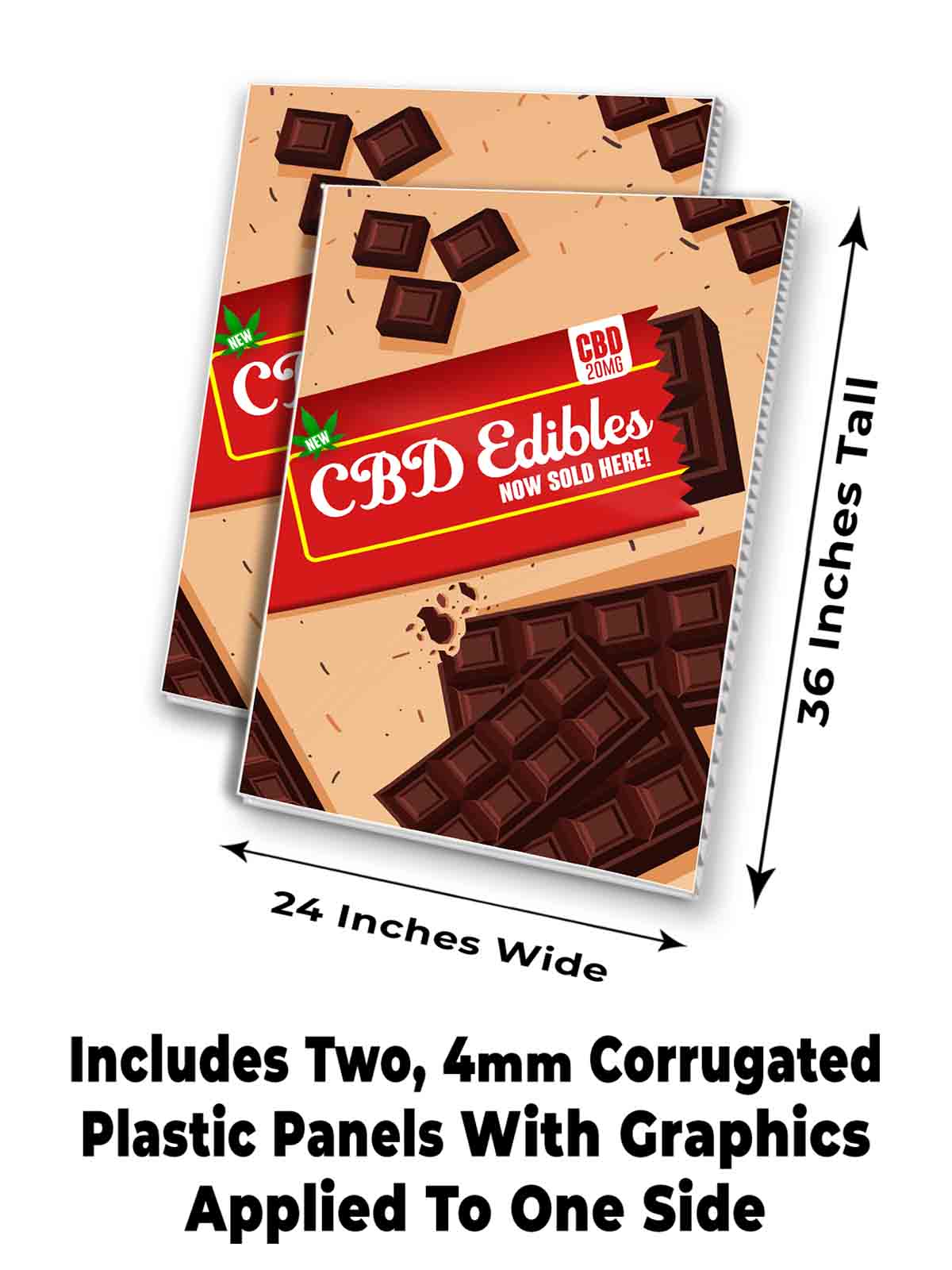 CBD EDIBLES Signicade 24x36 Aframe Sidewalk Sign Banner Decal GUMMIES ...