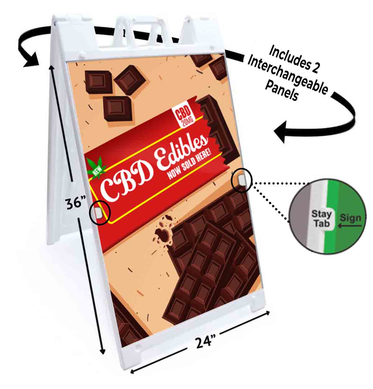 CBD EDIBLES Signicade 24x36 Aframe Sidewalk Sign Banner Decal GUMMIES ...
