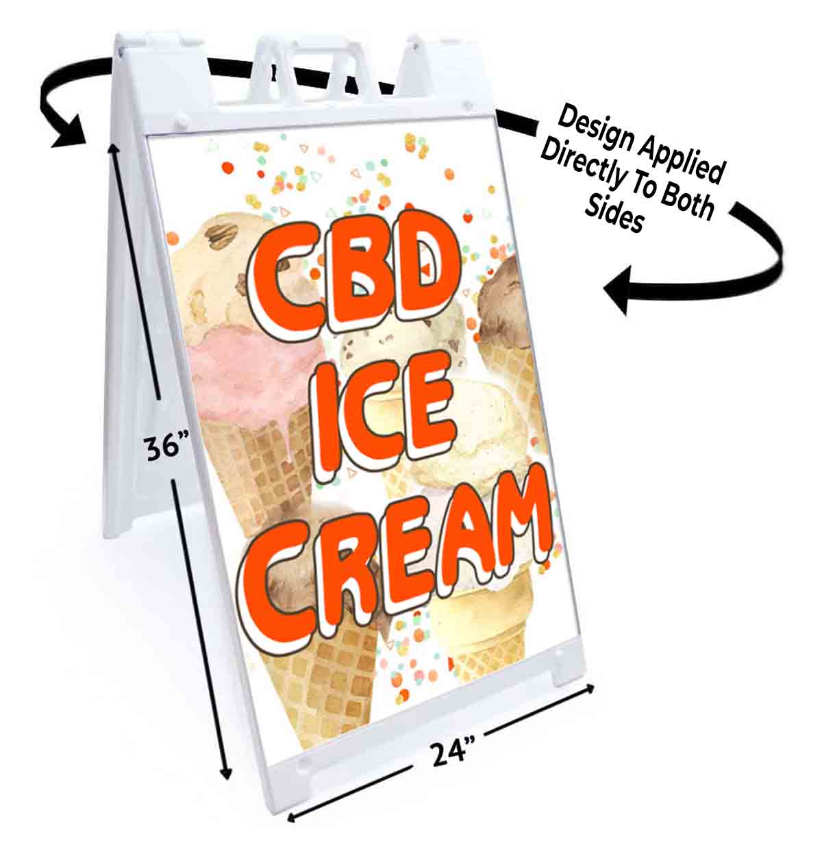 CBD ICE CREAM Signicade 24x36 Aframe Sidewalk Decal Sign Banner MEDICAL ...
