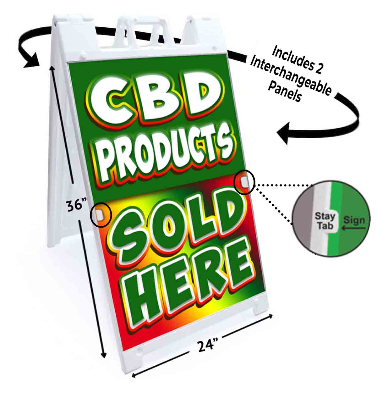 CBD PRODUCTS SOLD HERE Signicade 24x36 Aframe Sidewalk Sign Banner ...