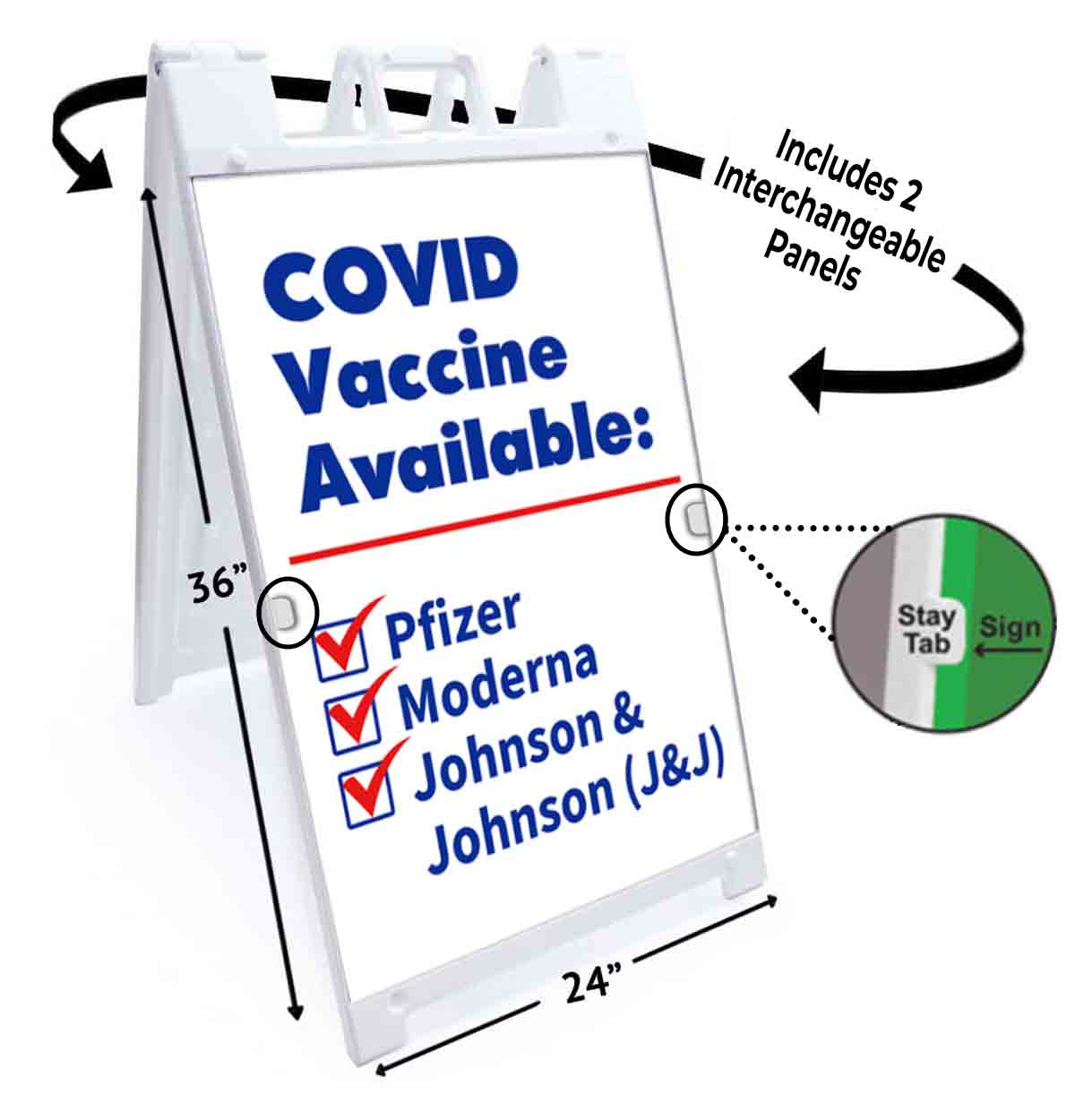 VACCINE AVAILABLE Signicade 24x36 Aframe Sidewalk Sign Banner Decal ...