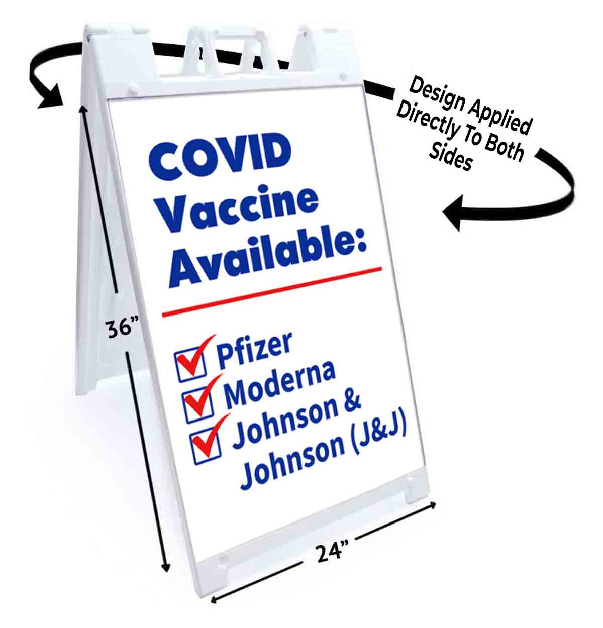 VACCINE AVAILABLE Signicade 24x36 Aframe Sidewalk Sign Banner Decal ...
