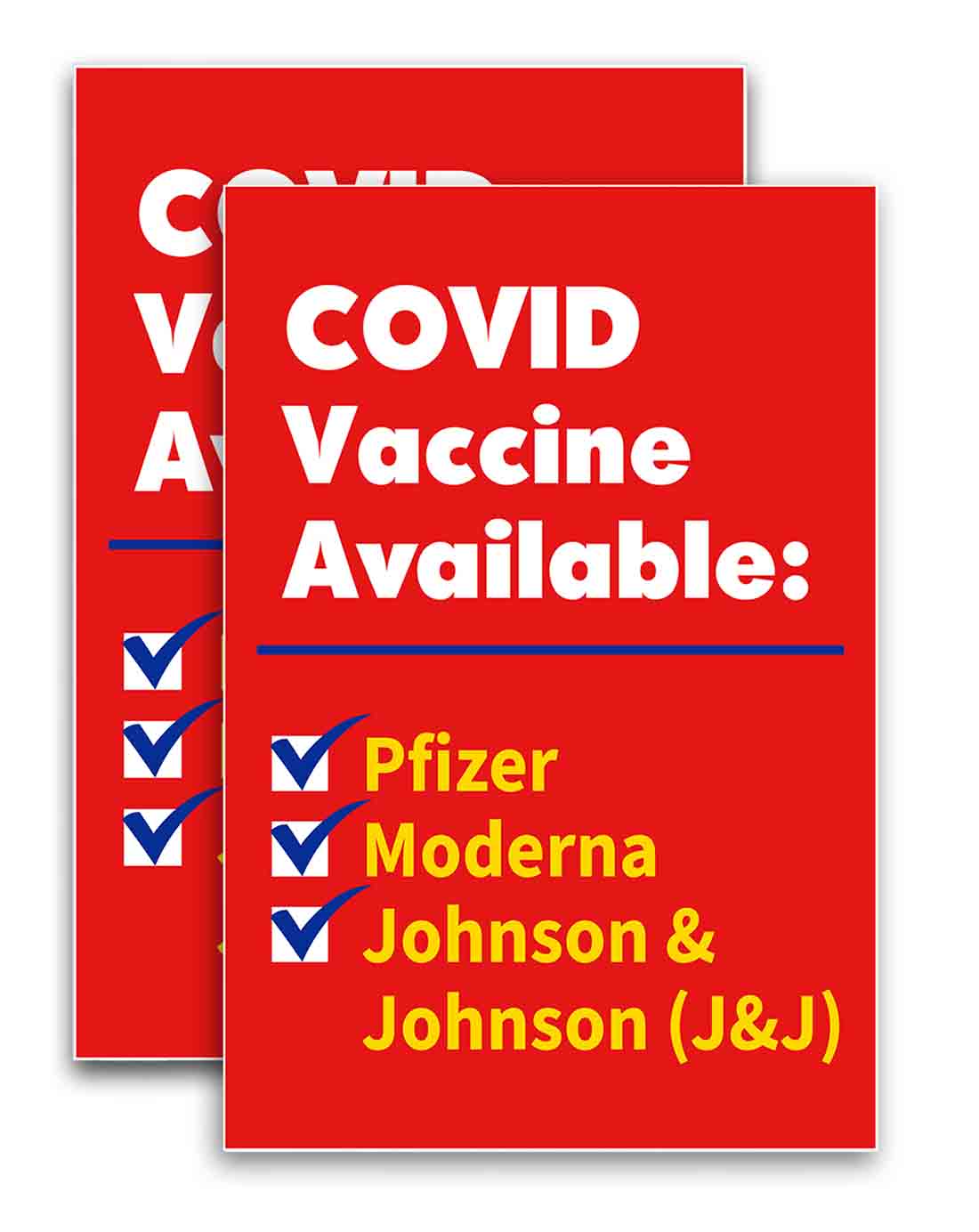 Vaccine Available (24" X 36") Vinyl Decal Only (Pack of 2) |Sign ...