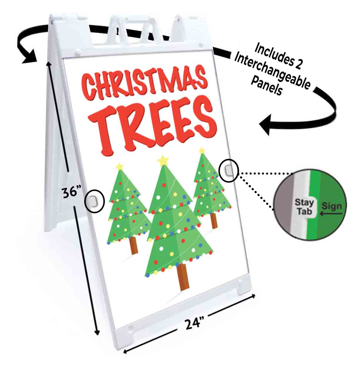 CHRISTMAS TREES Signicade 24x36 Aframe Sidewalk Sign Banner Decal ...