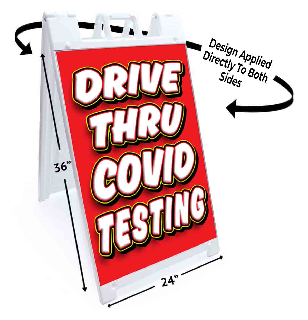 DRIVE-THRU VIRUS TESTING Signicade 24x36 Aframe Sidewalk Sign Banner ...
