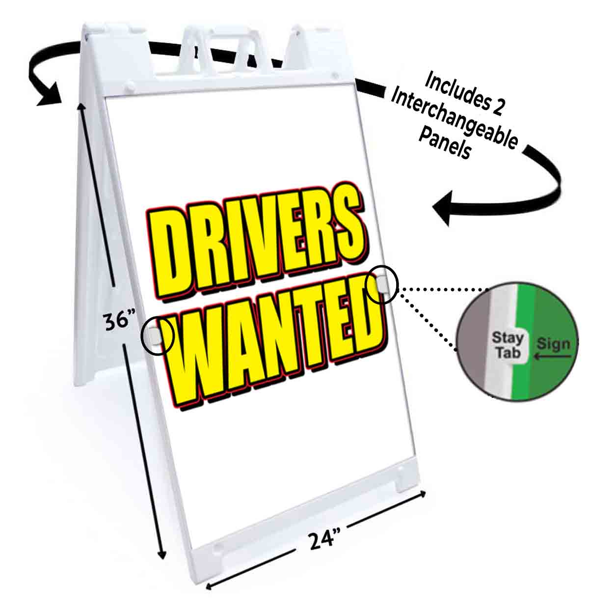 DRIVERS WANTED Signicade 24x36 Aframe Sidewalk Sign Banner Decal ...