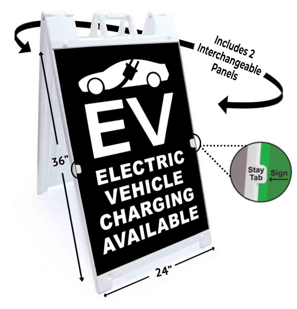 ELECTRIC VEHICLE CHARGING Signicade 24x36 Aframe Sidewalk Sign Banner ...