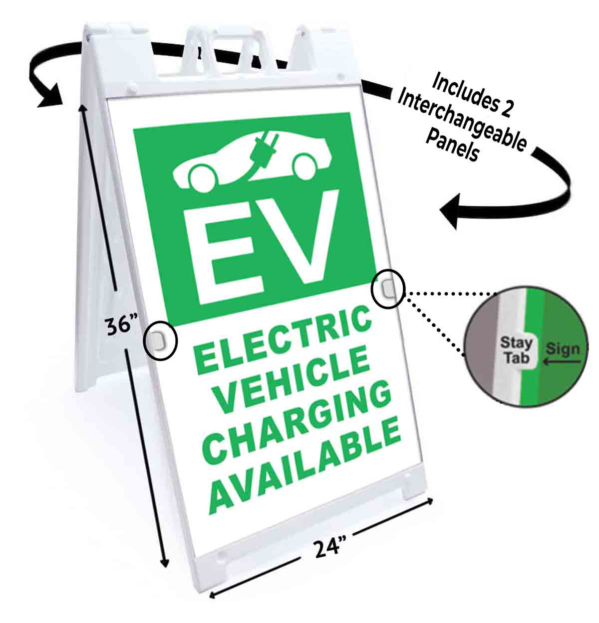 ELECTRIC VEHICLE CHARGING Signicade 24x36 Aframe Sidewalk Sign Banner ...