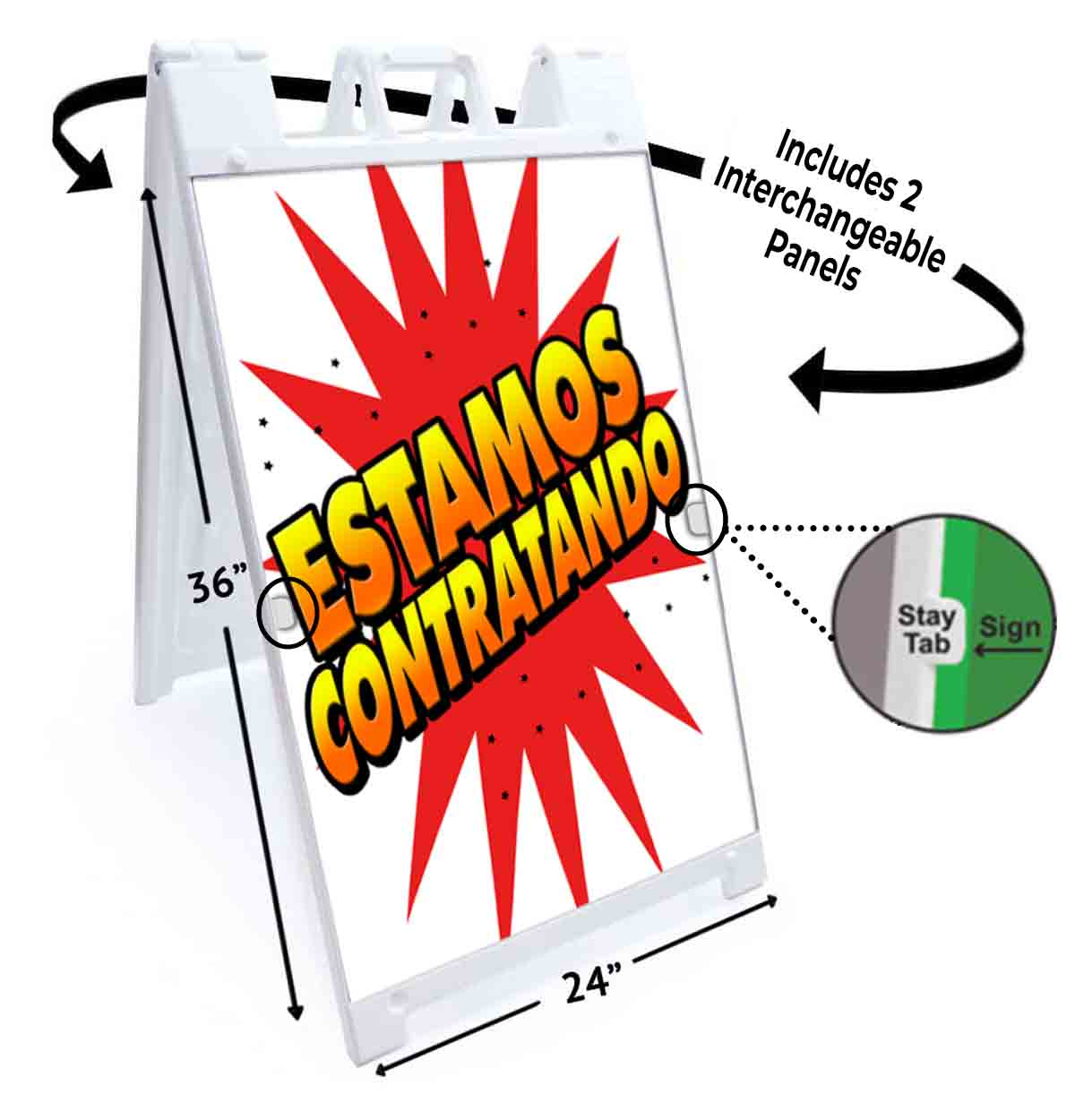 ESTAMOS CONTRATANDO Signicade 24x36 Aframe Sidewalk Sign Banner Decal ...