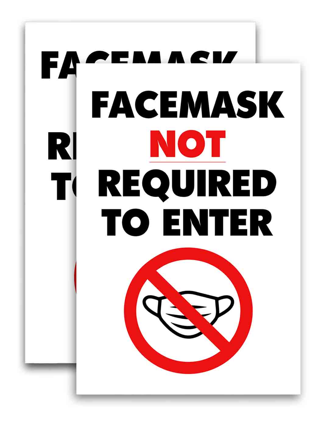 Facemask Not Required To Enter (24" X 36") Vinyl Decal Only (Pack of 2 ...