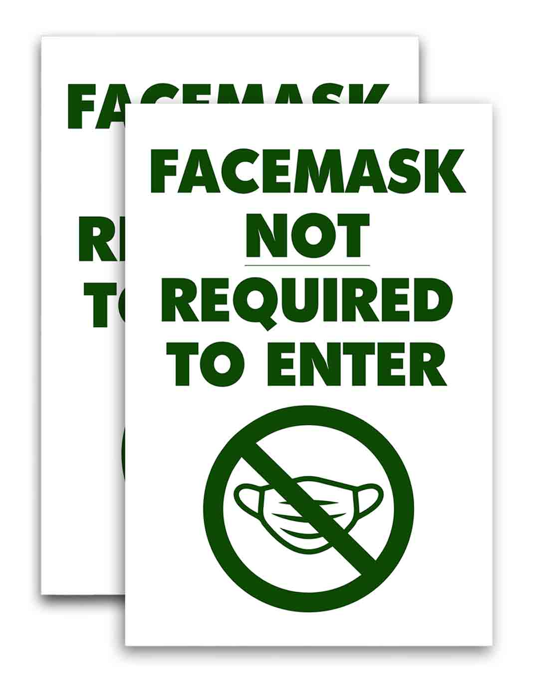 Facemask Not Required To Enter (24" X 36") Vinyl Decal Only (Pack of 2 ...