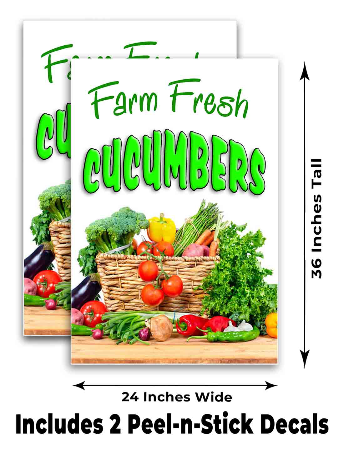 FARM FRESH CUCUMBERS Signicade 24x36 Aframe Sidewalk Sign Banner Decal ...