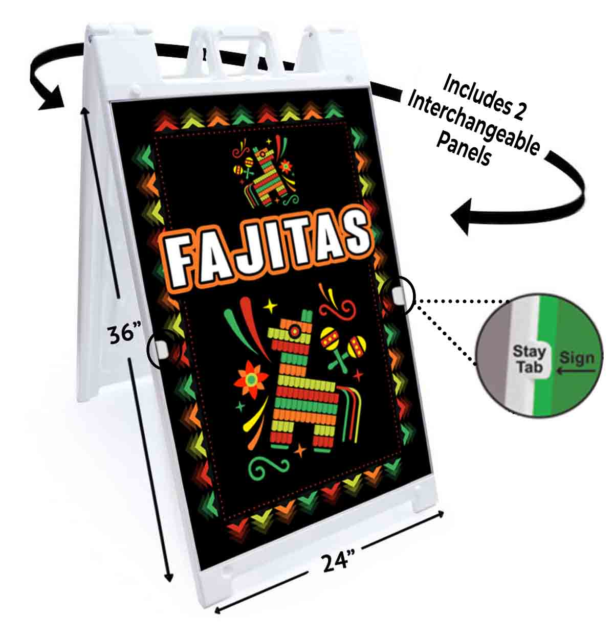 FIESTA FAJITAS Signicade 24x36 Aframe Sidewalk Sign Banner Decal FOOD ...