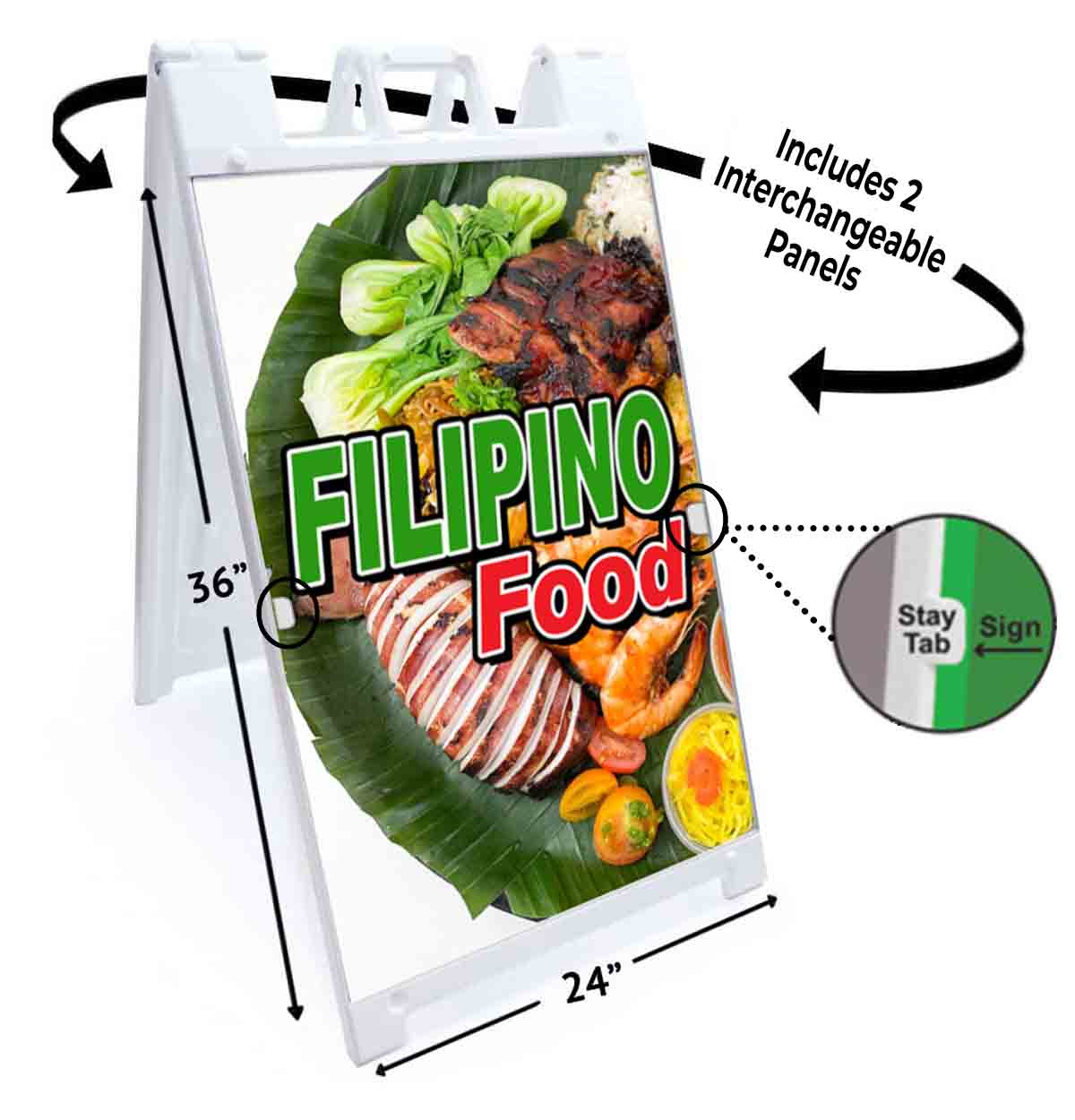 FILIPINO FOOD Signicade 24x36 Aframe Sidewalk Sign Banner Decal | eBay