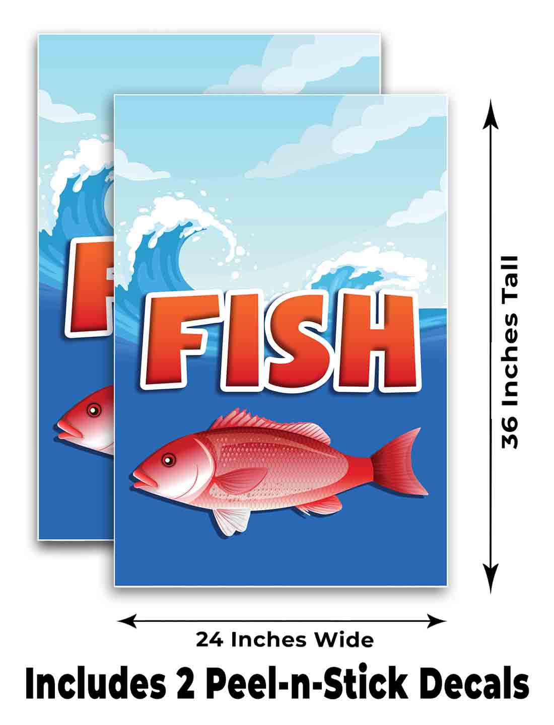 FISH Signicade 24x36 Aframe Sidewalk Decal Sign Banner FOOD SEAFOOD ...