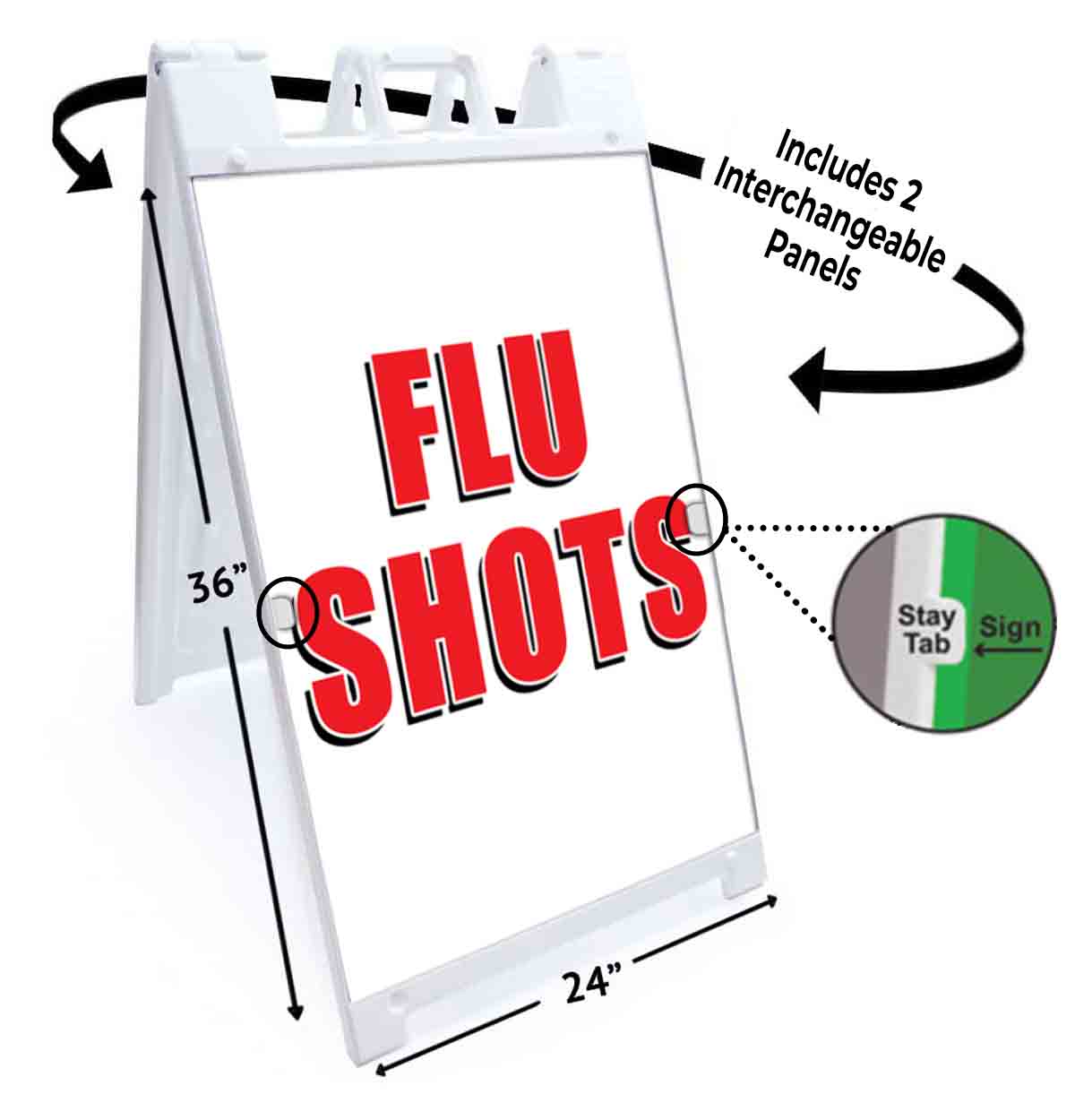 FLU SHOTS Signicade 24x36 Aframe Sidewalk Sign Banner Decal HEALTH ...