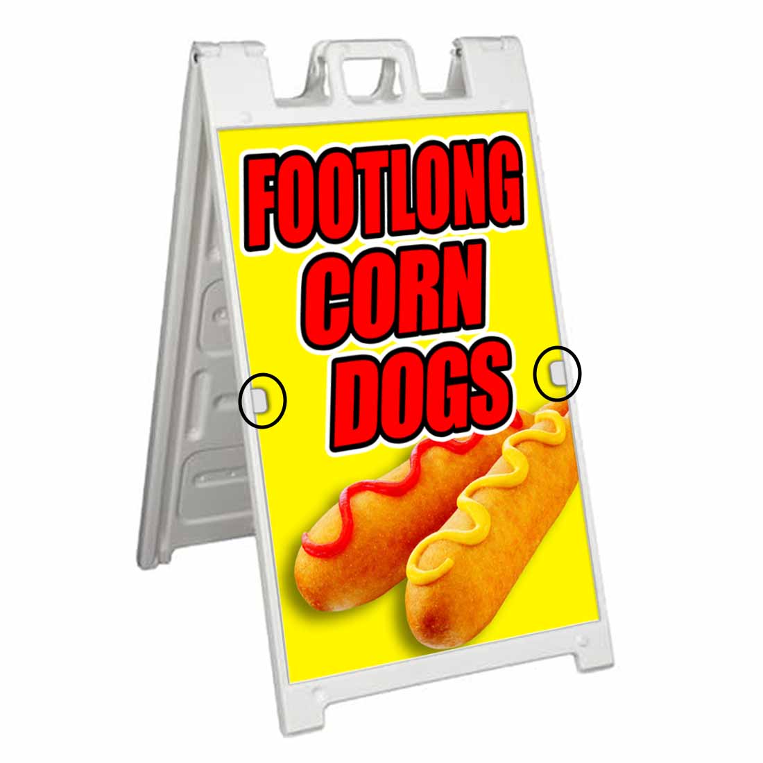Footlong Corn Dogs (24" X 36") Deluxe A-Frame Signicade, Includes 2 ...