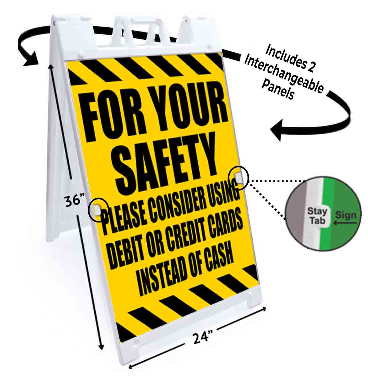 FOR YOUR SAFETY Signicade 24x36 Aframe Sidewalk Sign Banner Decal ...