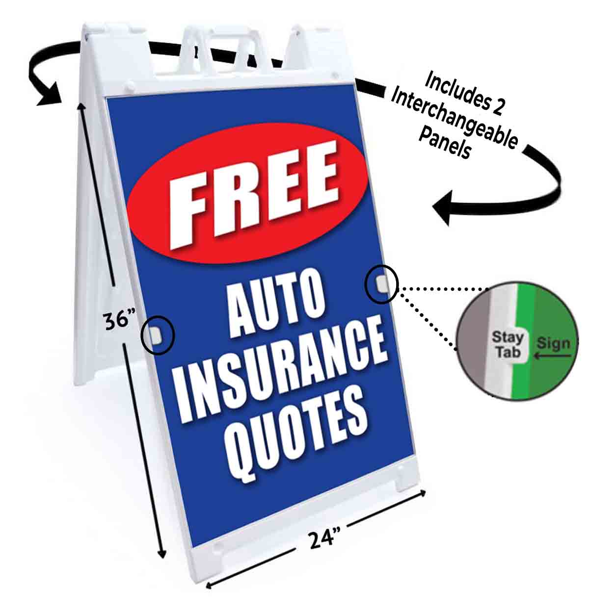 FREE AUTO INSURANCE QUOTES Signicade 24x36 Aframe Sidewalk Sign Banner ...