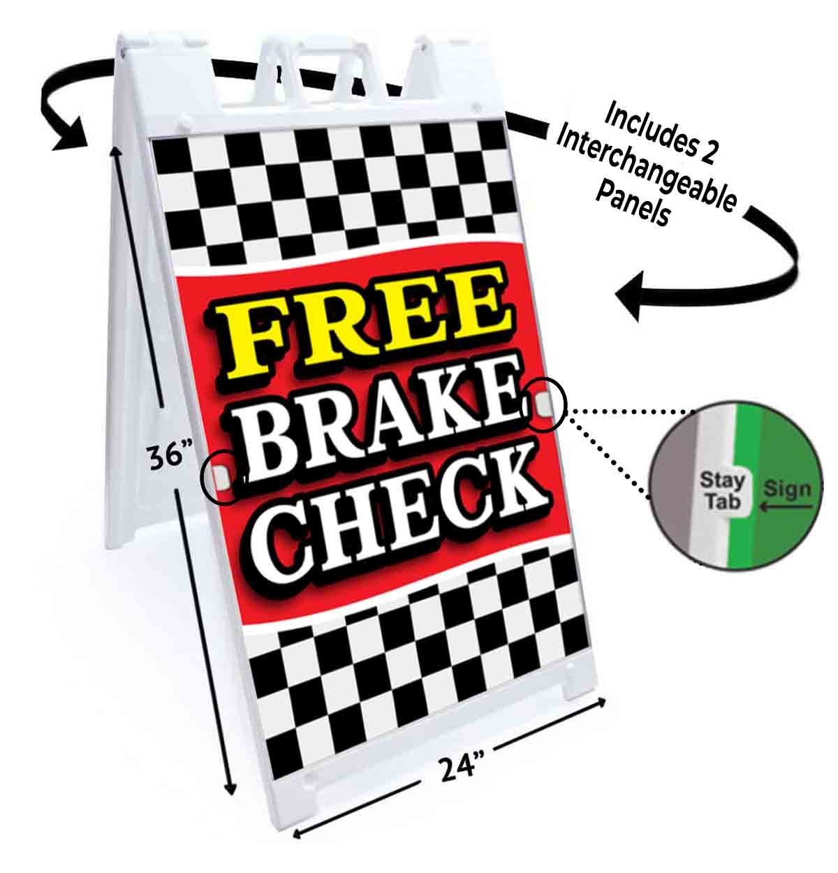 FREE BRAKE CHECK Signicade 24x36 Aframe Sidewalk Decal Sign Banner ...