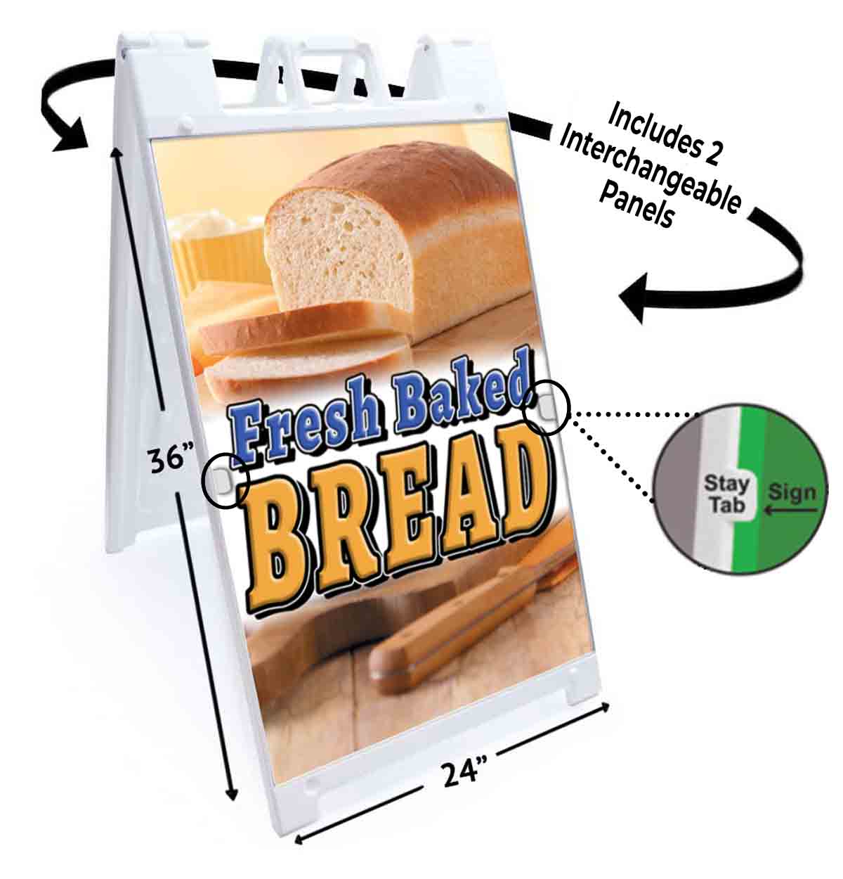 FRESH BAKED BREAD Signicade 24x36 Aframe Sidewalk Sign Banner Decal ...