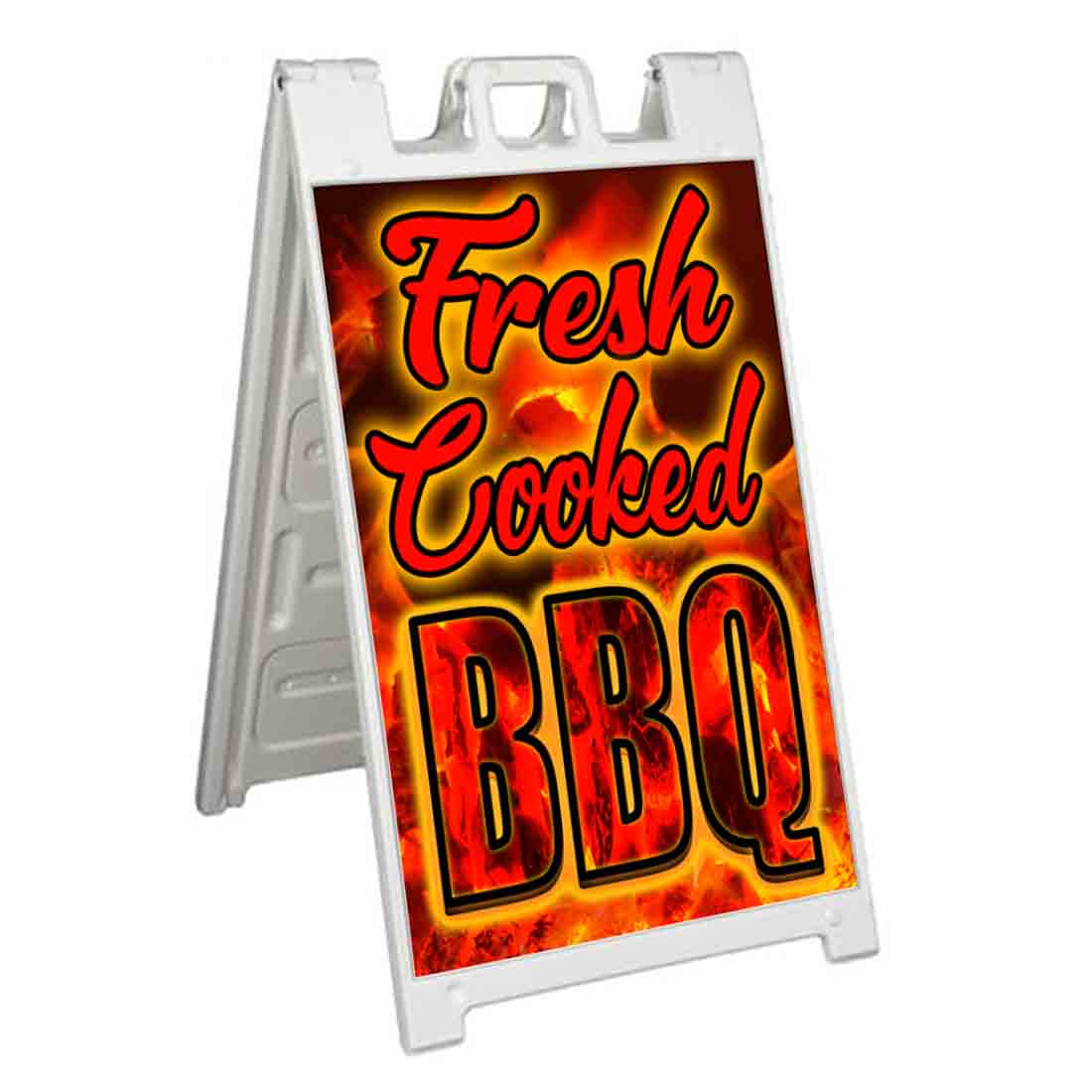 FRESH COOKED BBQ Signicade 24x36 Aframe Sidewalk Sign Banner Decal FOOD ...
