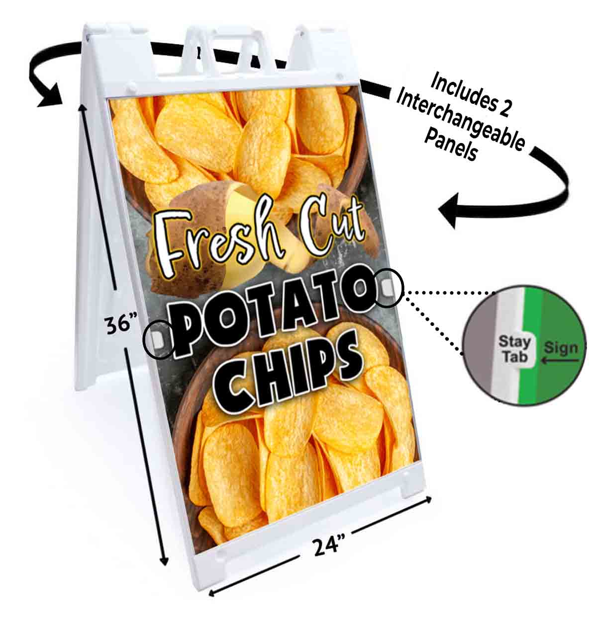 FRESH CUT POTATO CHIPS Signicade 24x36 Aframe Sidewalk Sign Banner ...