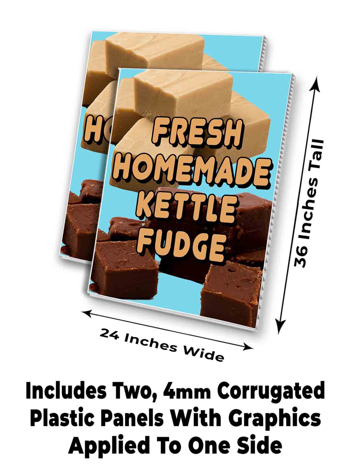 FRESH HOMEMADE KETTLE FUDGE Signicade 24x36 Aframe Sidewalk Sign Banner ...