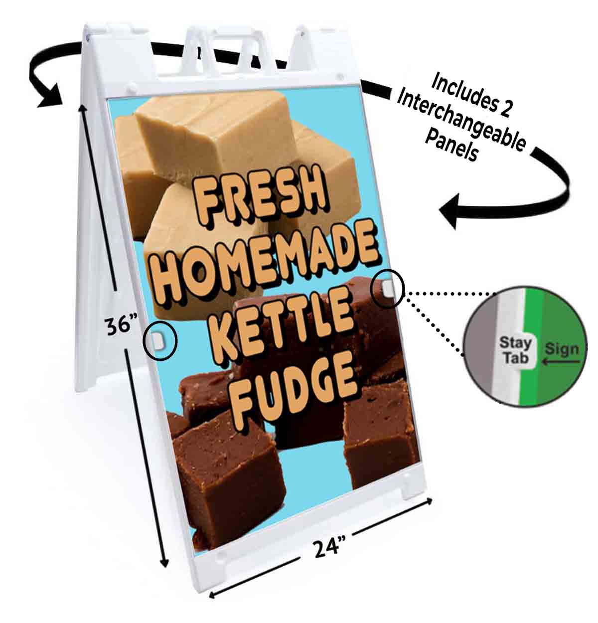 FRESH HOMEMADE KETTLE FUDGE Signicade 24x36 Aframe Sidewalk Sign Banner ...