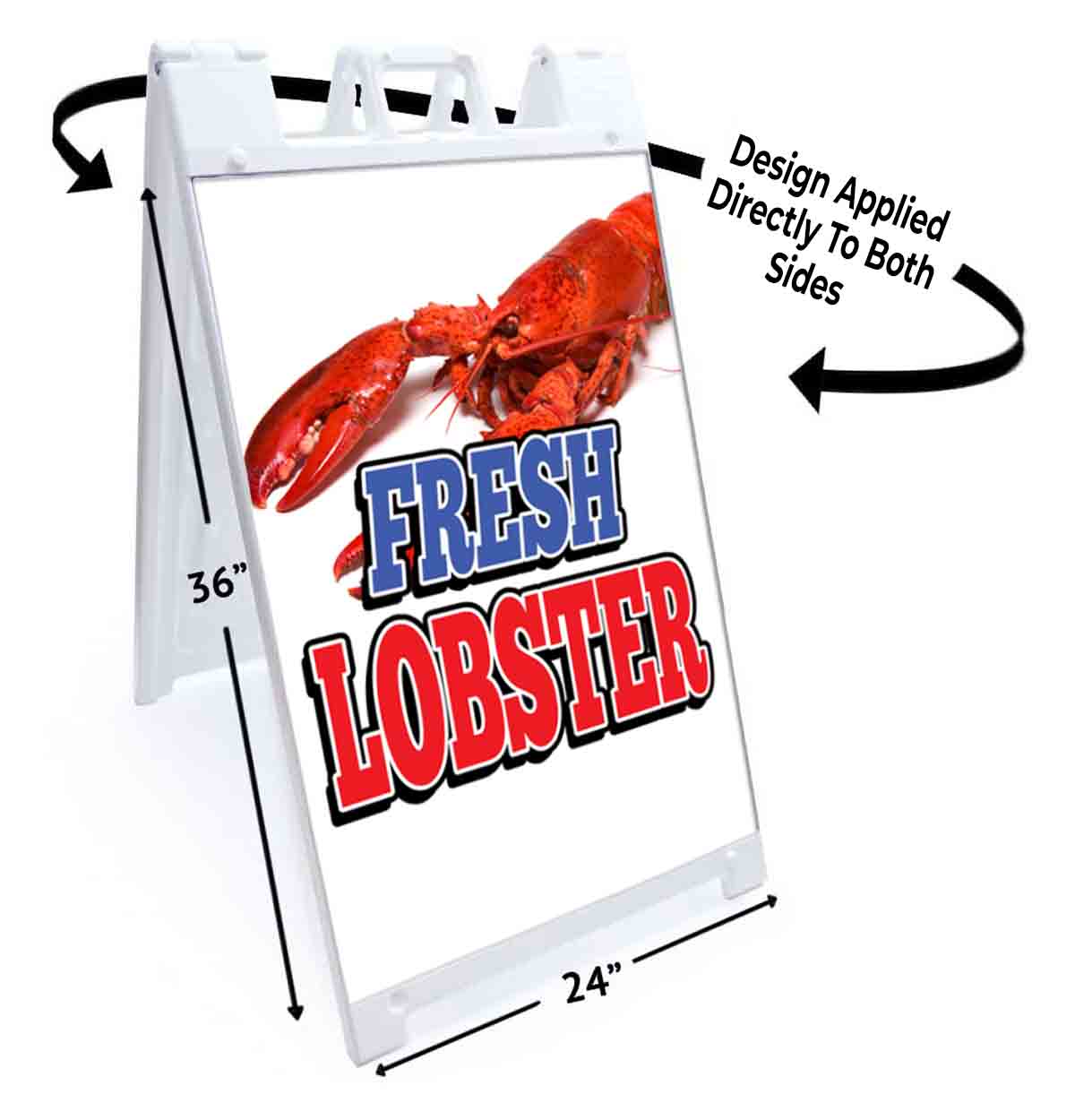 FRESH LOBSTER Signicade 24x36 Aframe Sidewalk Sign Banner Decal SEAFOOD ...