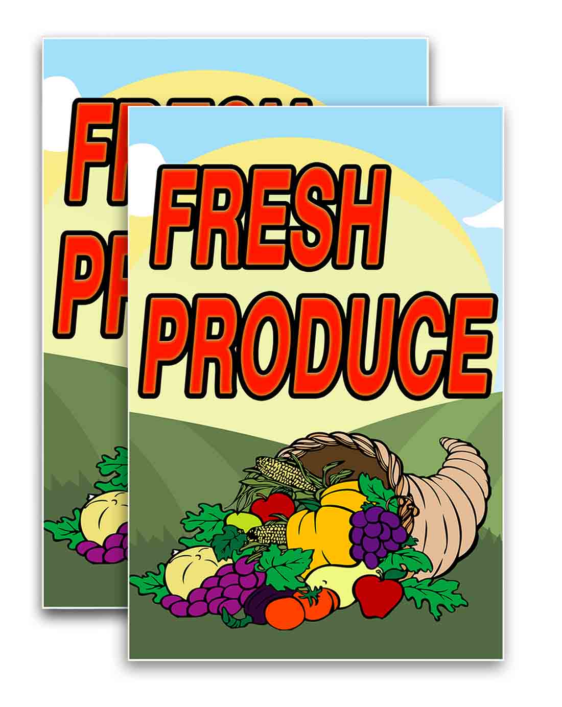 Fresh Produce (24" X 36") Vinyl Decal Only (Pack of 2) |Sign|Sticker ...