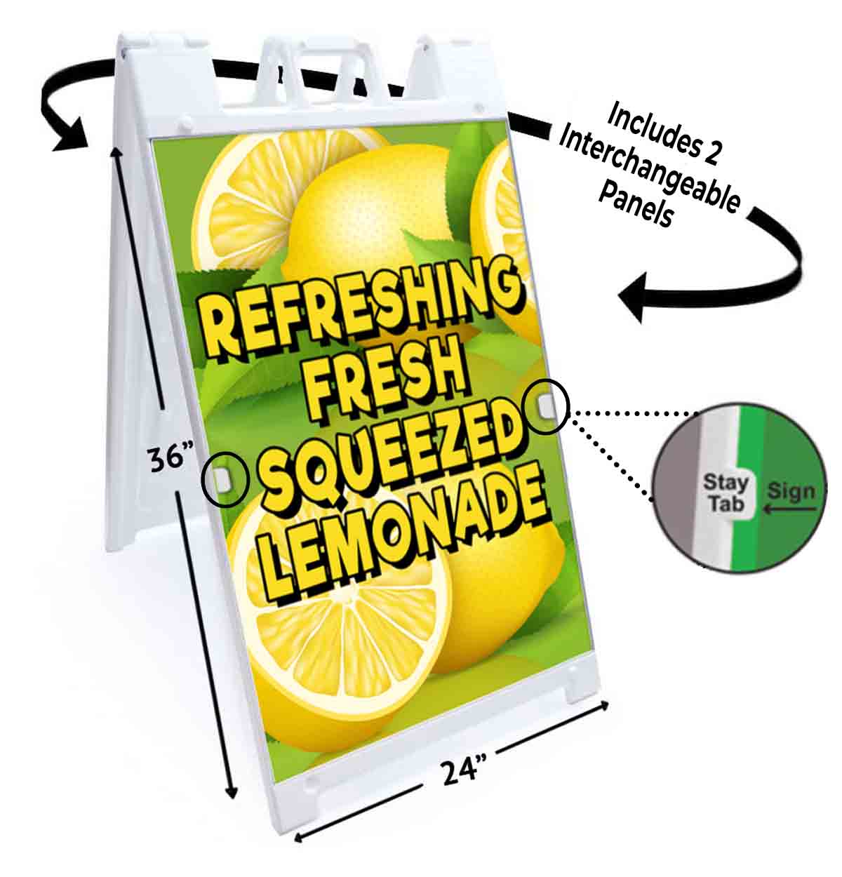 FRESH SQUEEZED LEMONADE Signicade 24x36 Aframe Sidewalk Sign Banner ...