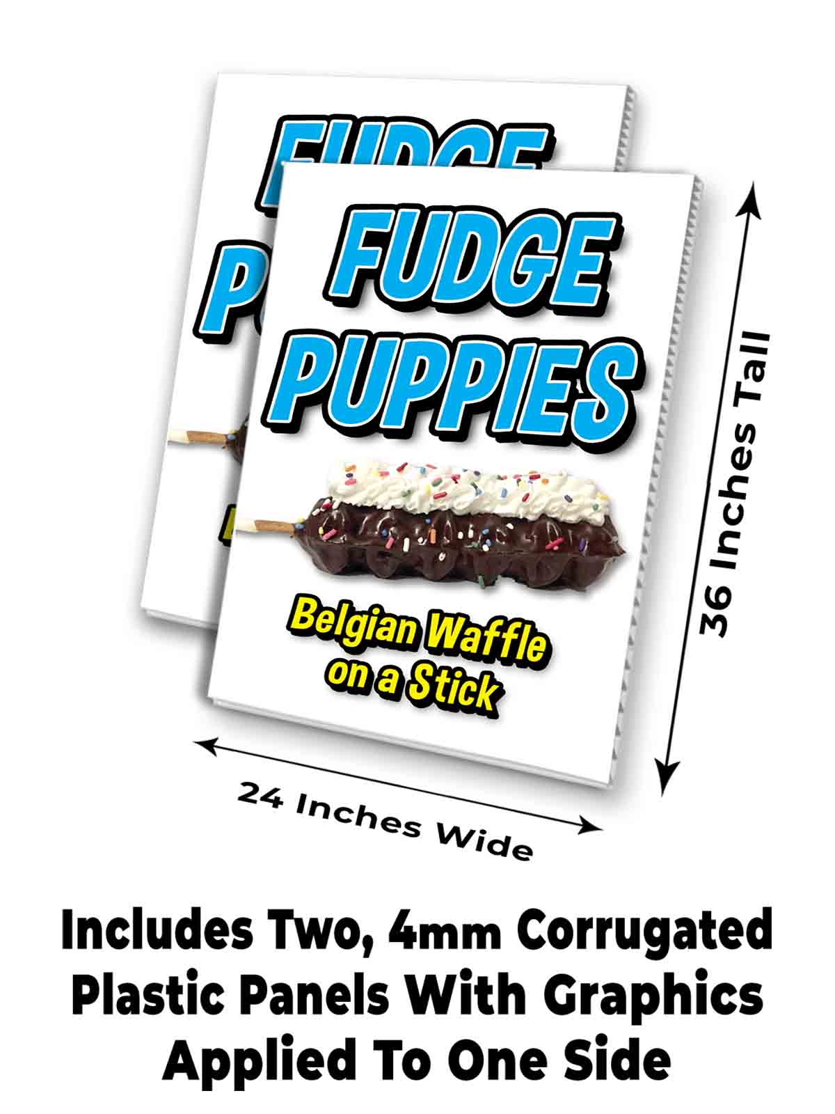FUDGE PUPPIES Signicade 24x36 Aframe Sidewalk Decal Sign Banner DESSERT ...